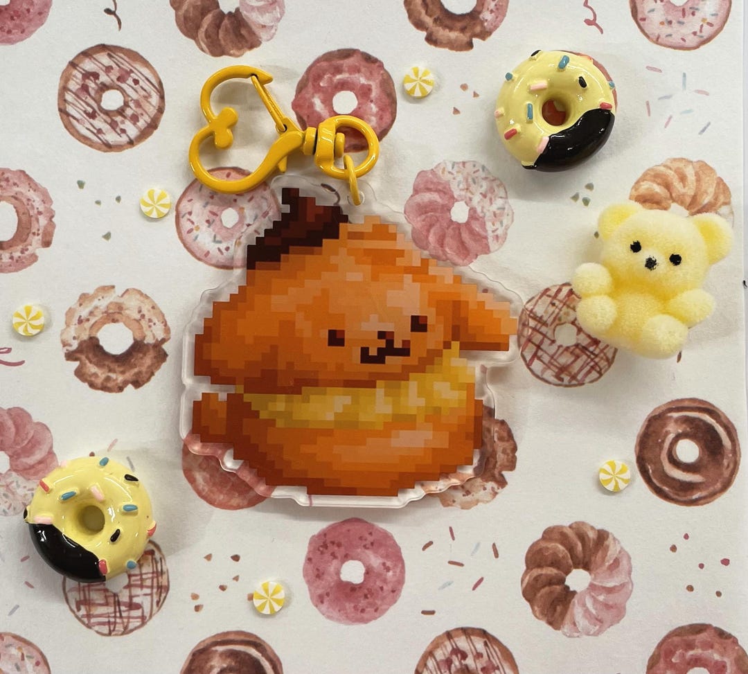 Sanrio Pompompurin Pixel Cream Puff Charm - Etsy