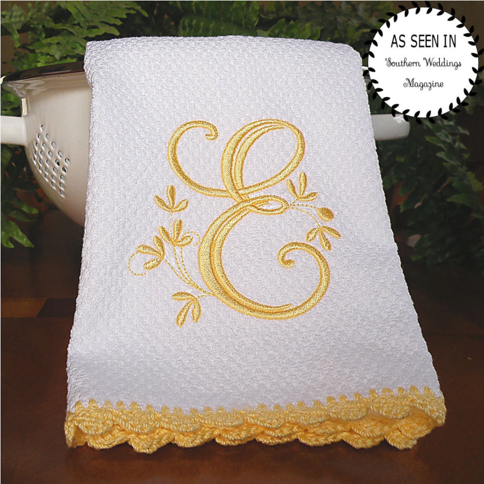 Monogrammed Kitchen Towel / Hand Towel / Yellow Towel - Etsy