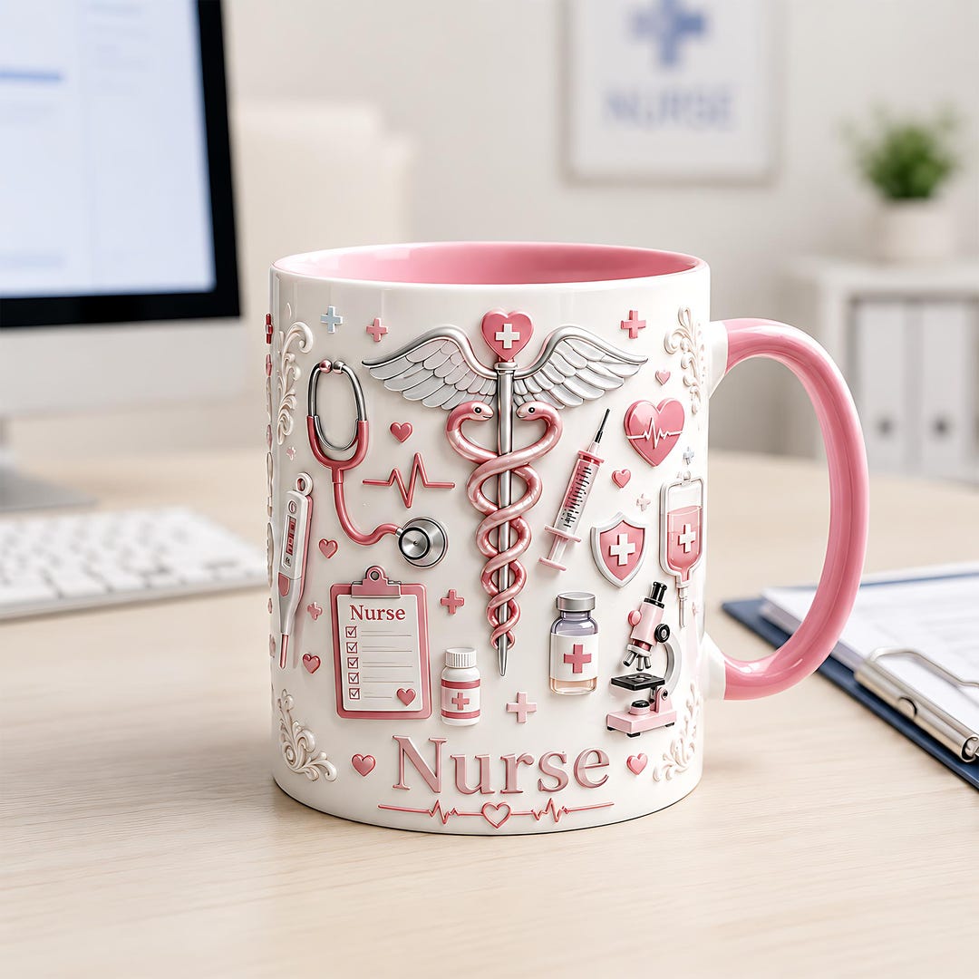 Personalized Nurse Mug, Caduceus Medical Tools Design, Custom Name ...