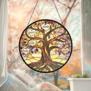 Tree of Life Names Stained Glass Suncatcher, Custom Suncatcher With ...