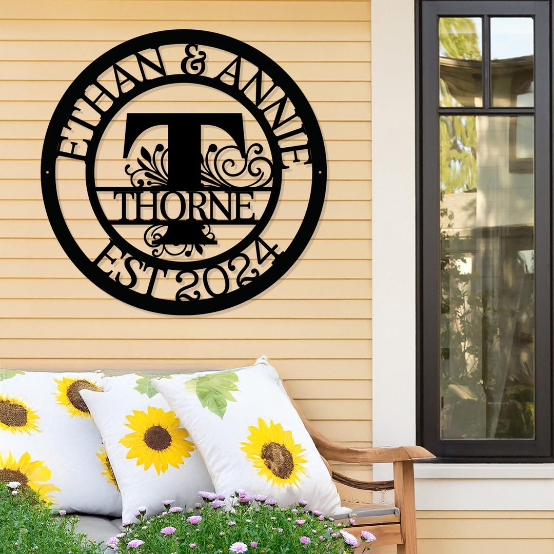 Custom Metal Monogram, Personalized Family Name Metal Sign, Last Name ...