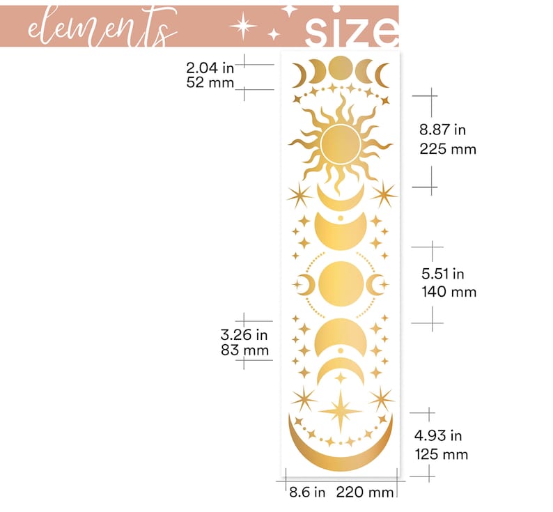 Gold Moon Phase Wall Decal – Boho Celestial Vinyl Sticker With Lunar ...