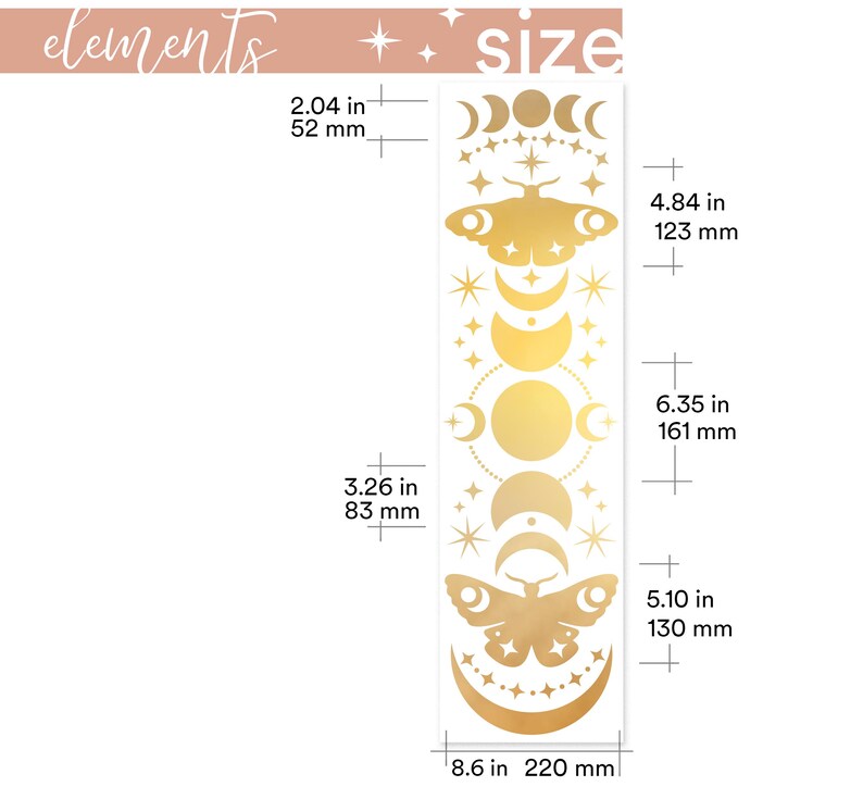Gold Moon Phase Wall Decal – Boho Celestial Vinyl Sticker With Lunar ...