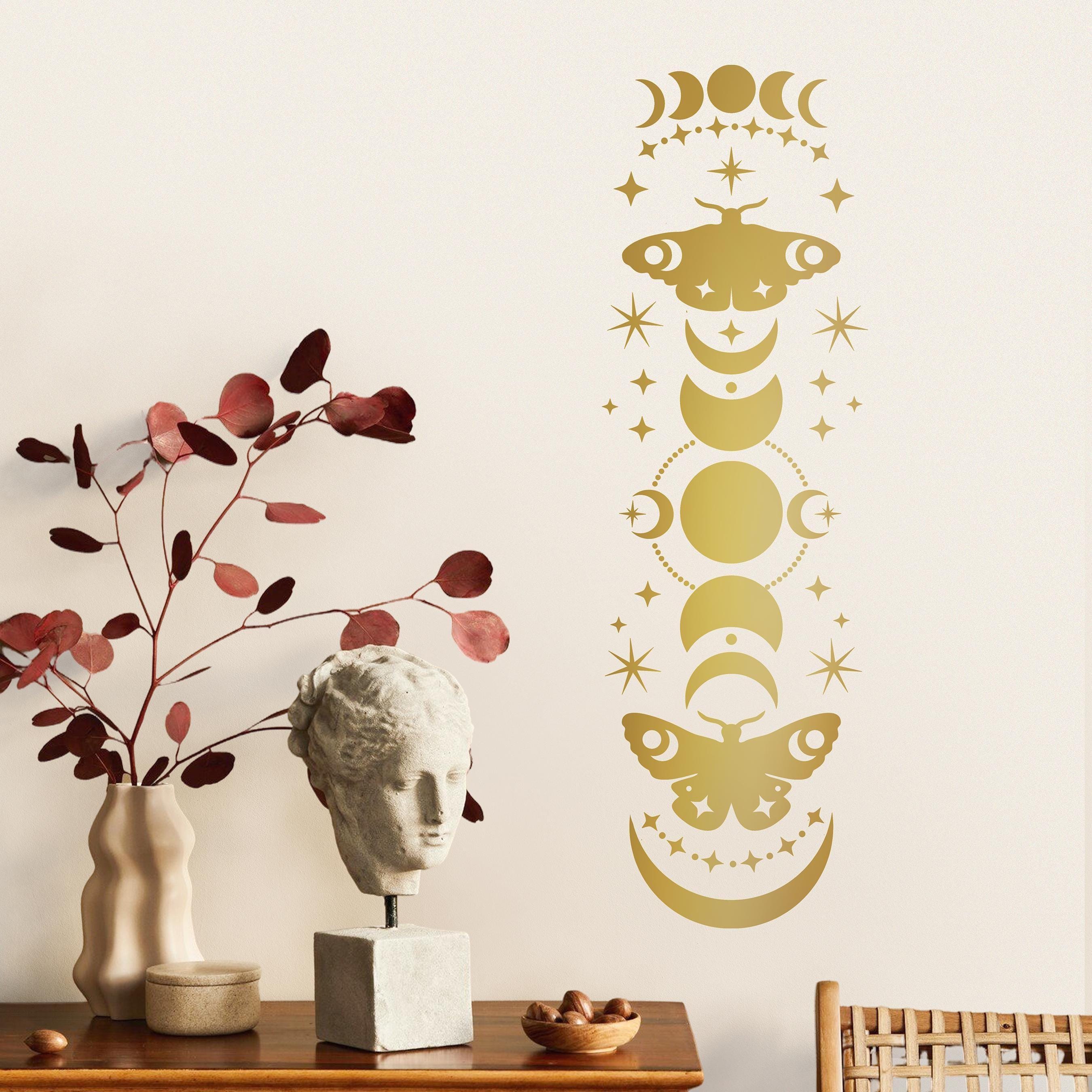 Gold Moon Phase Wall Decal – Boho Celestial Vinyl Sticker With Lunar ...