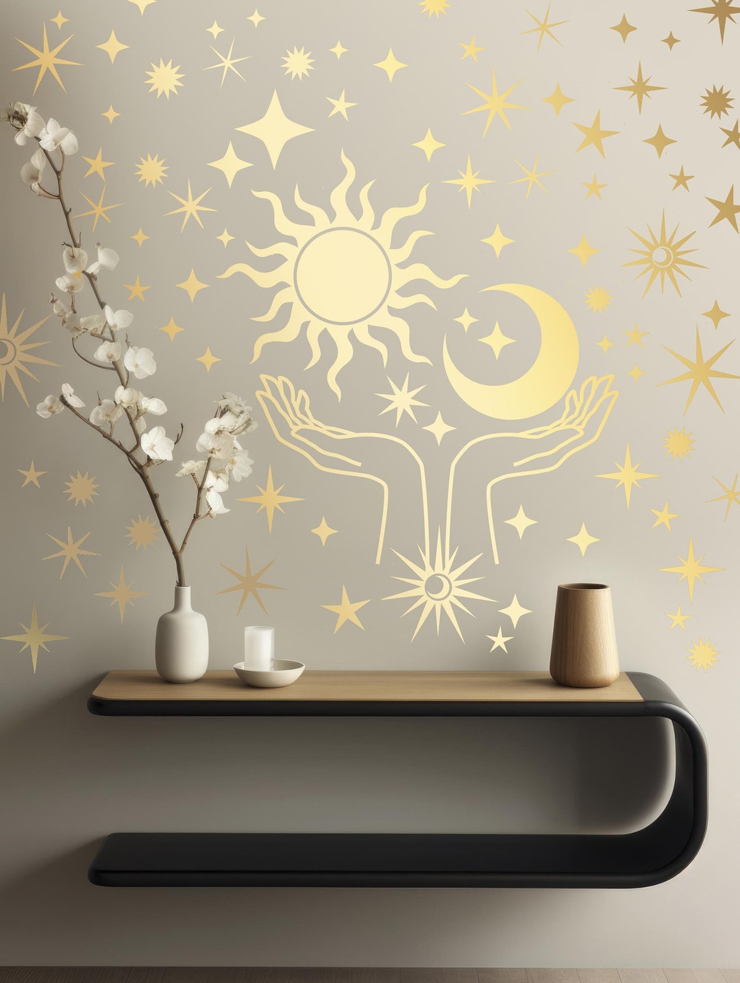Magic Moon, Sun, and Star Constellations Celestial Wall Decal | Boho ...