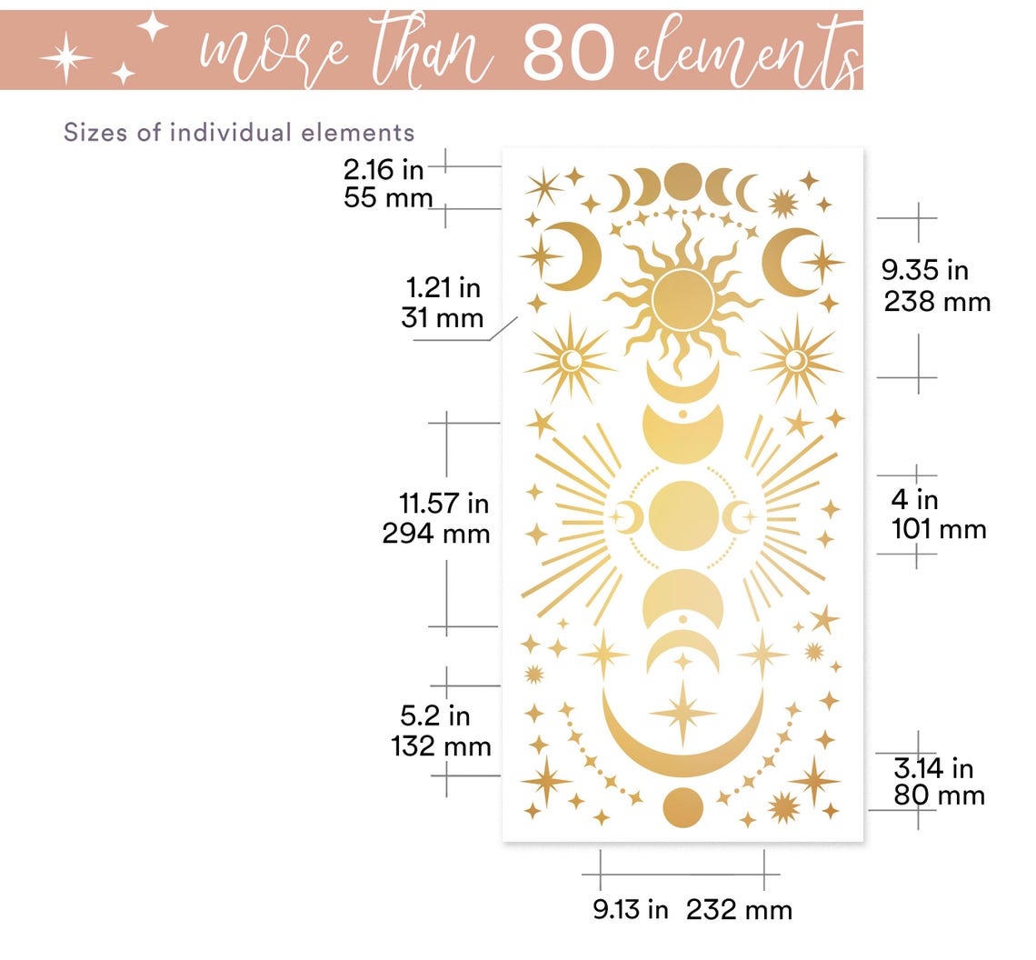 Magic Moon, Sun, and Star Constellations Celestial Wall Decal | Boho ...