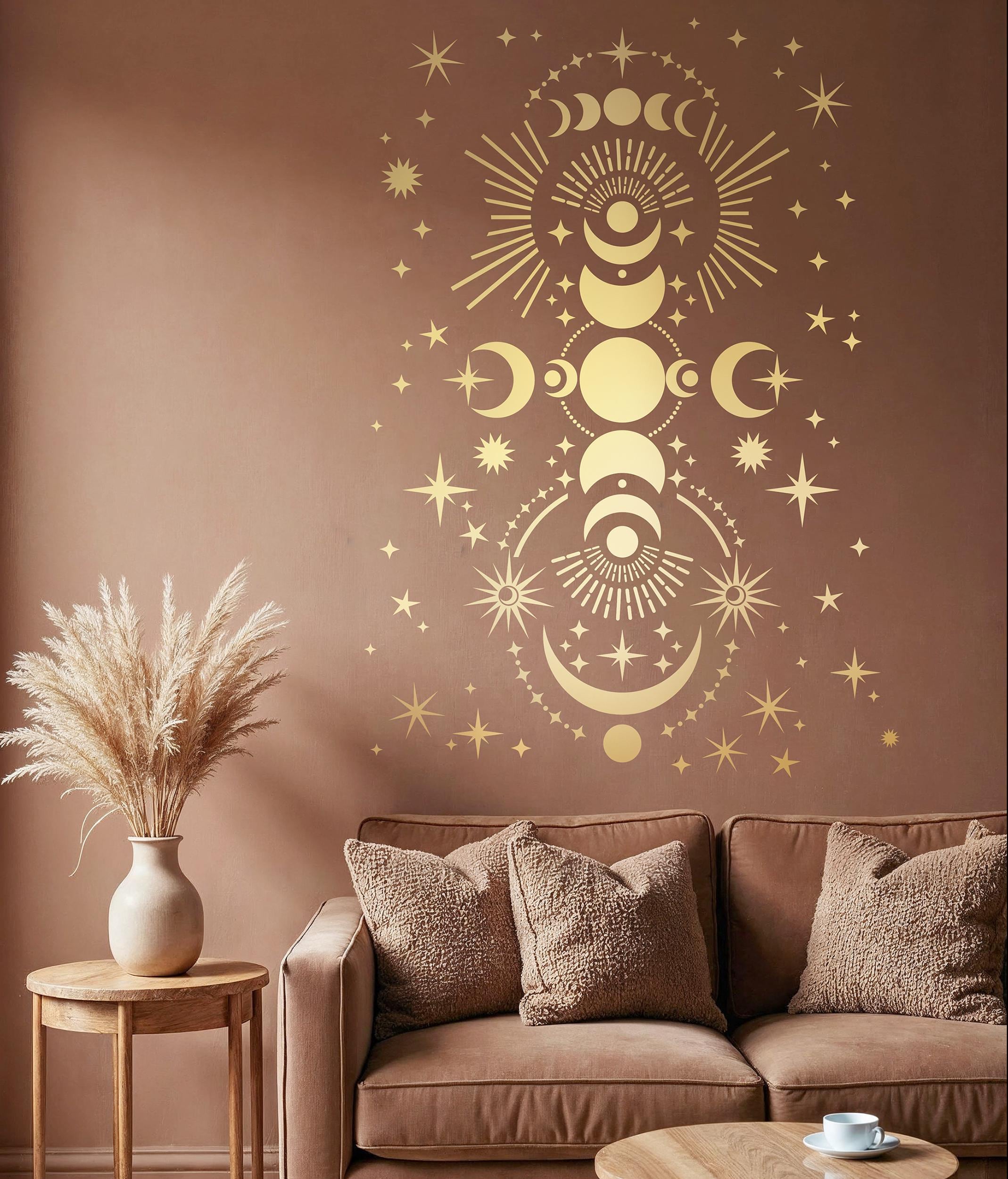 Celestial Wall Decal With Moon, Sun, and Star Constellations – Boho ...