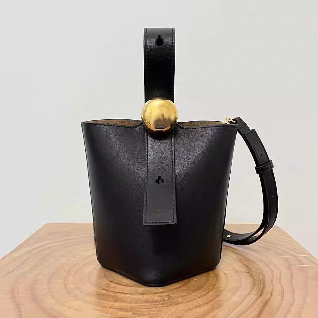 Minimalist Bucket Tote Bag, Women's Leather Bag, Small Handbag, Leather ...