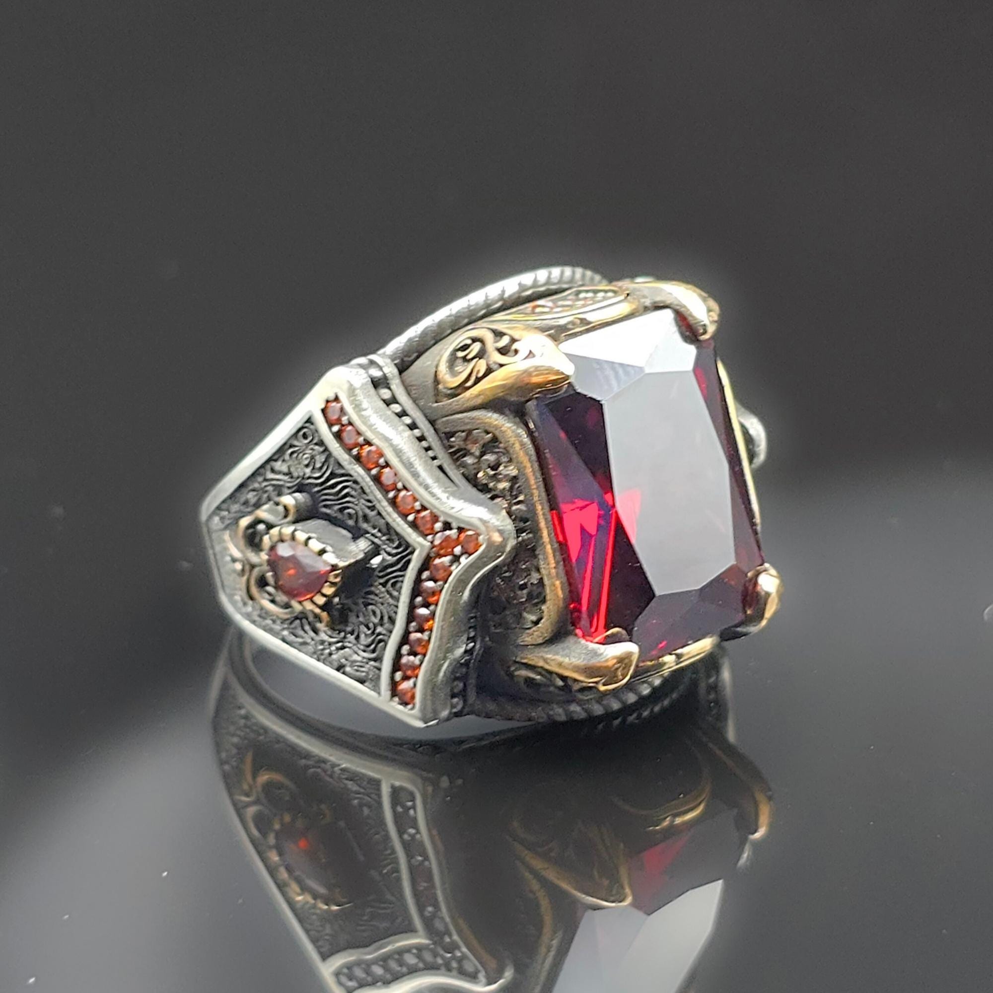 Ruby Silver Men's Ring - Turkish Design Authentic Jewelry - Etsy