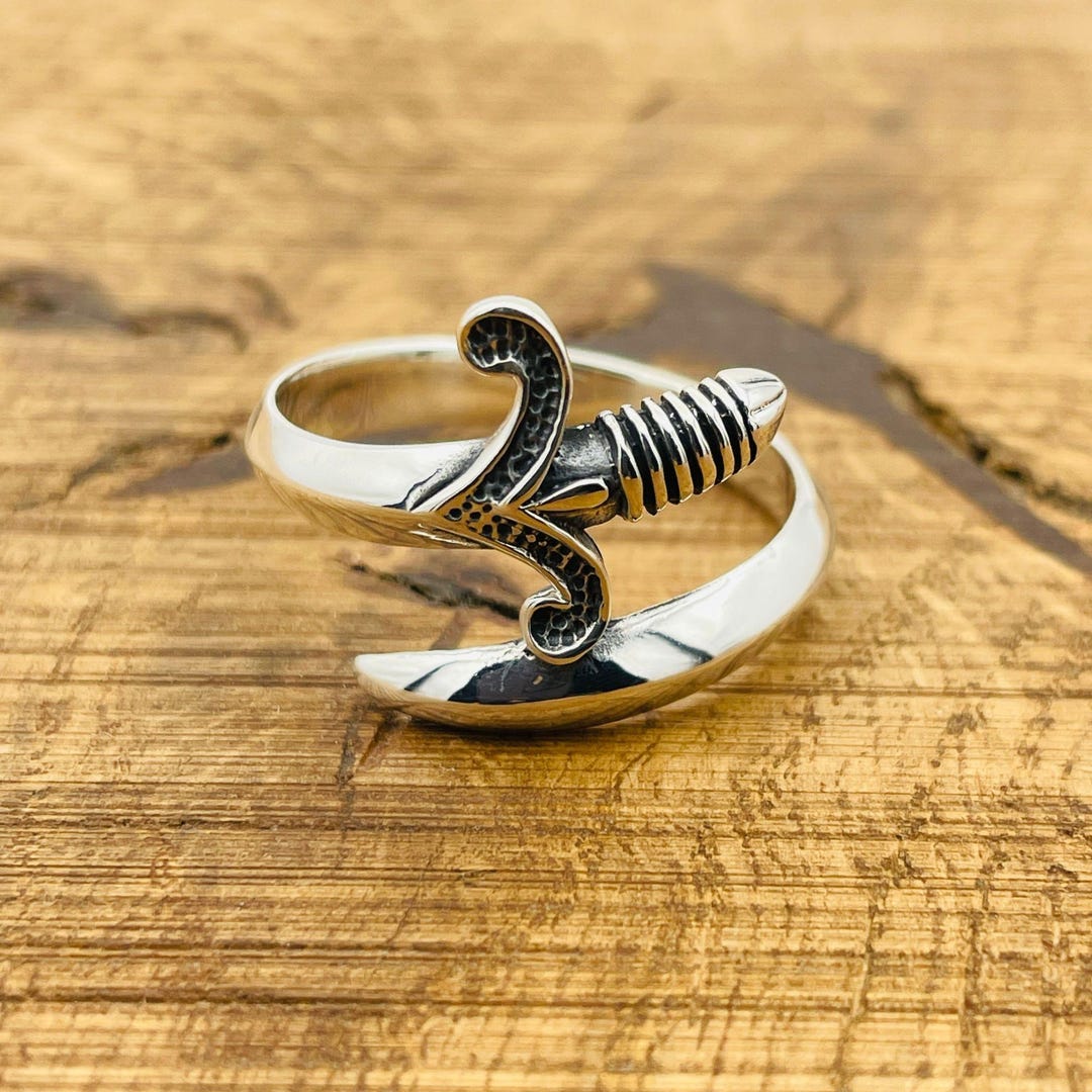 Men Adjustable Knife Ring, Zulfiqar Silver Ring, Turkish Handmade Ring ...
