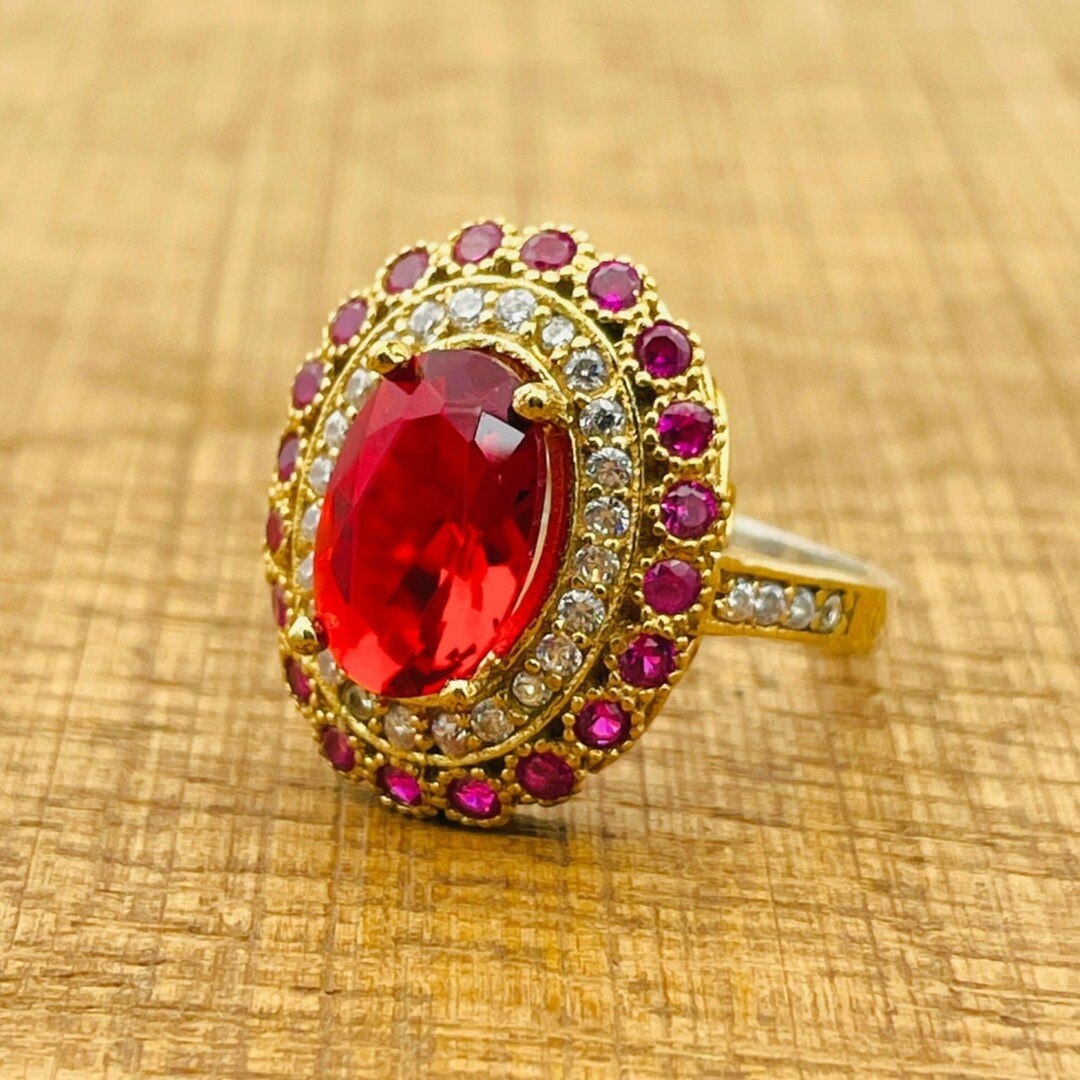 Women Ruby Red Ring, 925 Sterling Silver, Turkish Authentic Ring, Gift ...