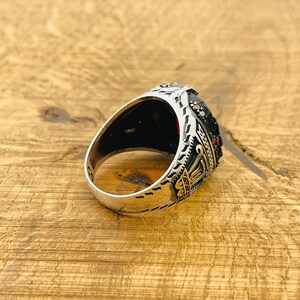 Men Ruby Red Stone Silver Ring, 925 Sterling Silver, Turkish Handmade ...