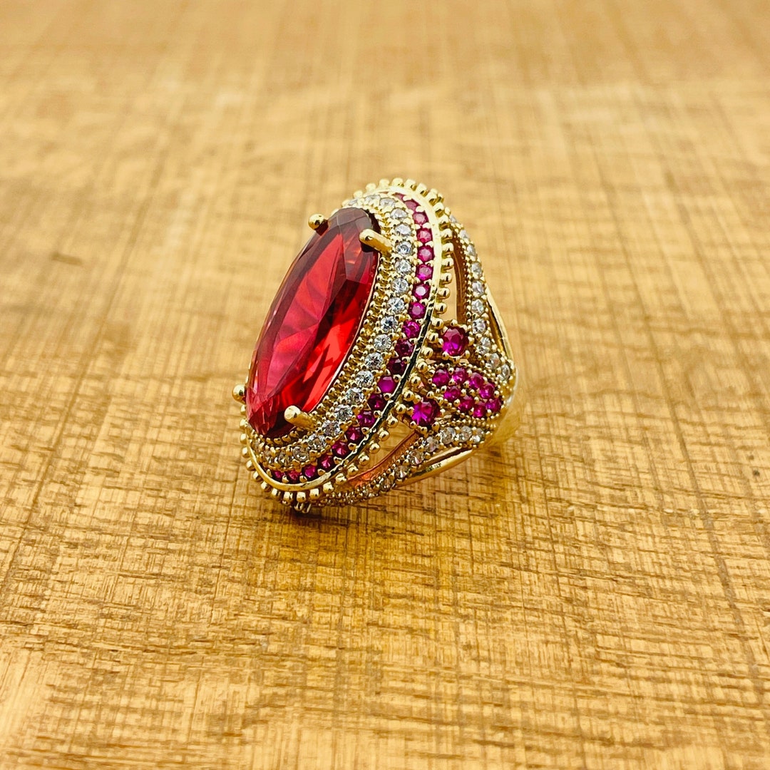 Women Ruby Red Stone Ring, Authentic Handmade Ring, 925 Sterling Silver ...