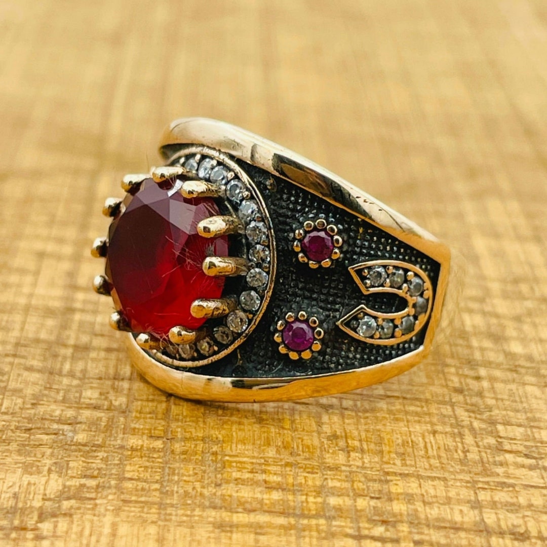 Ruby Red Stone Ring: 925 Sterling Silver, Handmade - Etsy