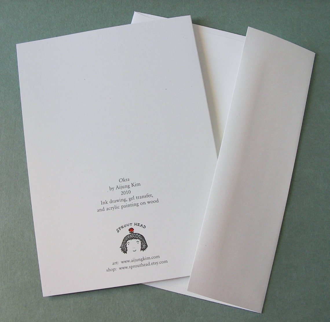 2 CARDS A009 OKRA / 5 X 7 Notecards / Vegetable Card / Vegetable Art ...