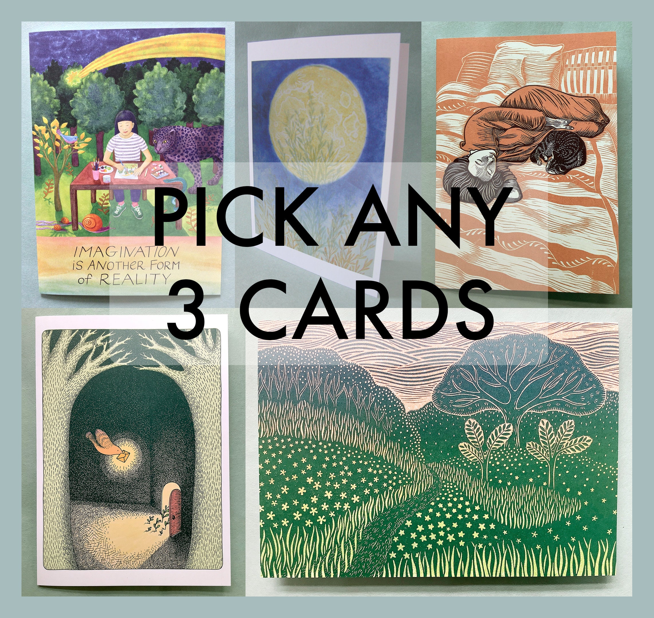 PICK ANY 3 NOTECARDS // 5 X 7 Blank Notecards Illustration Card Card ...