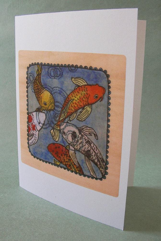 2 CARDS A001 KOI / 5 X 7 Notecards / Koi Fish / Koi Art / - Etsy