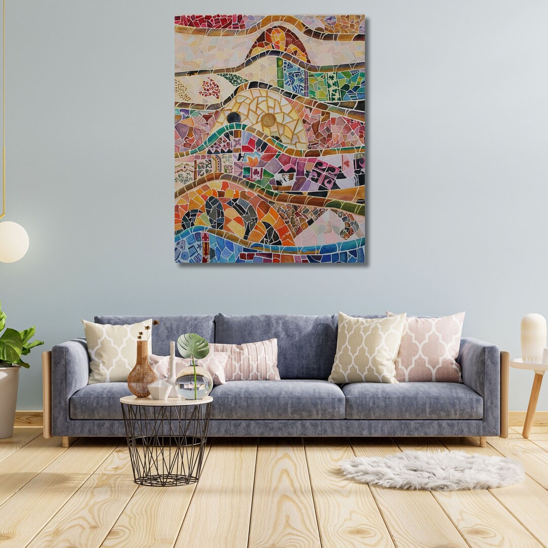 Antoni Gaudi Mosaic Canvas,marble Modern Wall Art,abstract Canvas Art ...