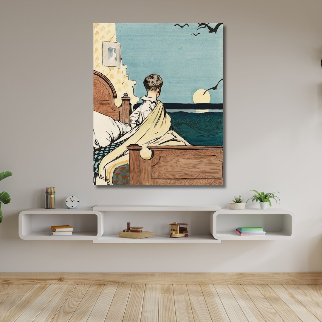 Edward Hopper Boy and Moon Canvas,edward Hopper Art,living Room Decor ...