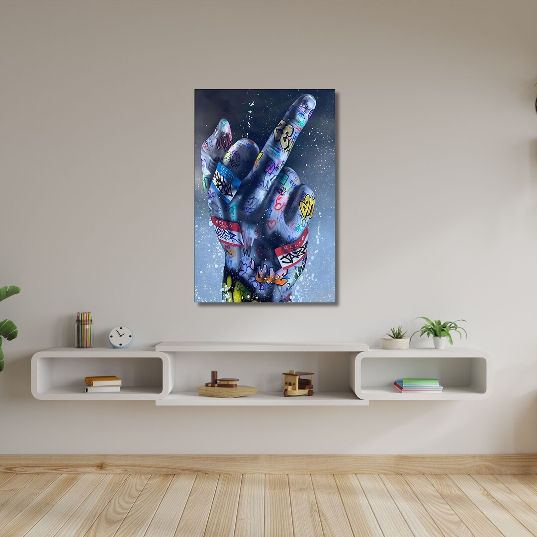 Middle Finger Canvas,middle Finger Poster,middle Finger Graffiti,gift ...