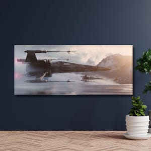 Starwars X Wing Over Water Canvas,starwars Poster,game Room Decor,luke ...