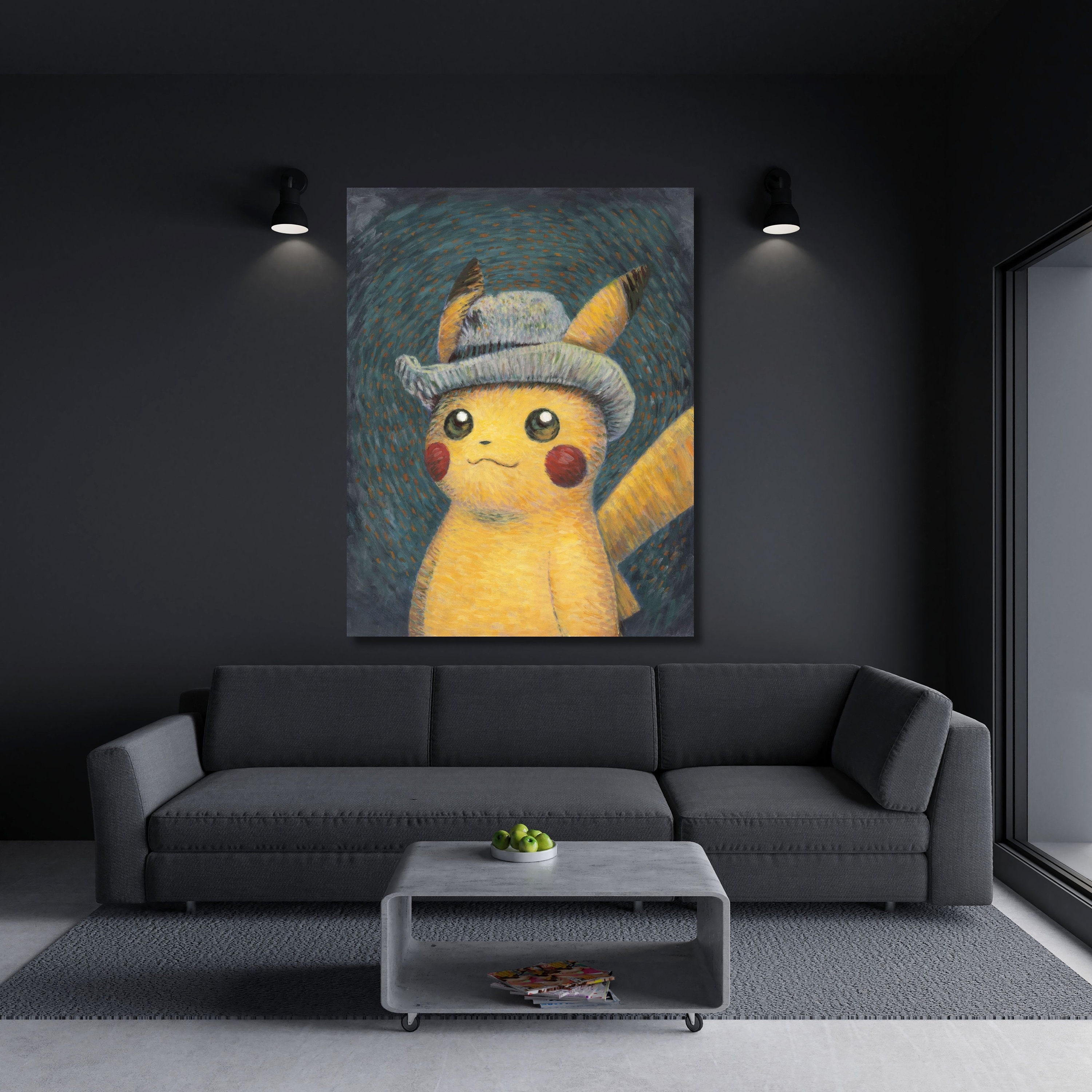 Pikachu Van Gogh Canvas Home Wall Art Pikachu Van Gogh Print ...