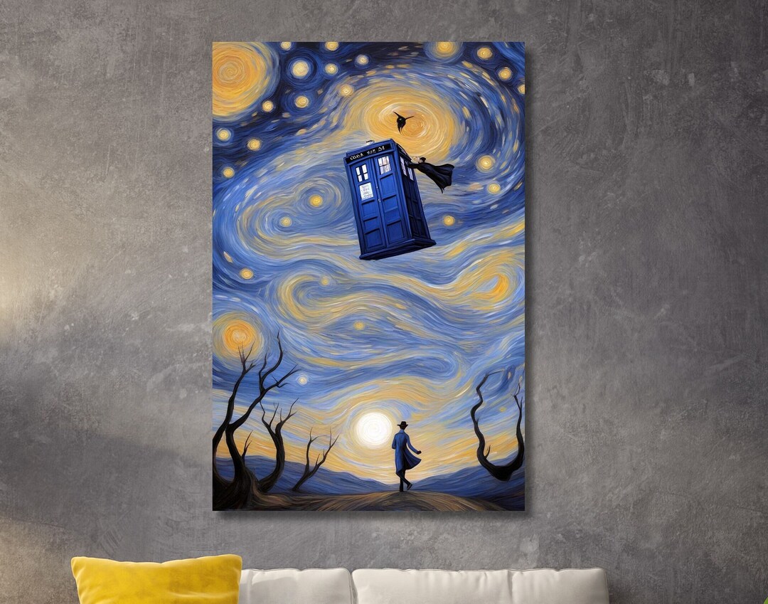 Tardis the Starry Night,doctor Who Canvas Wall Art,tardis Canvas,tardis ...