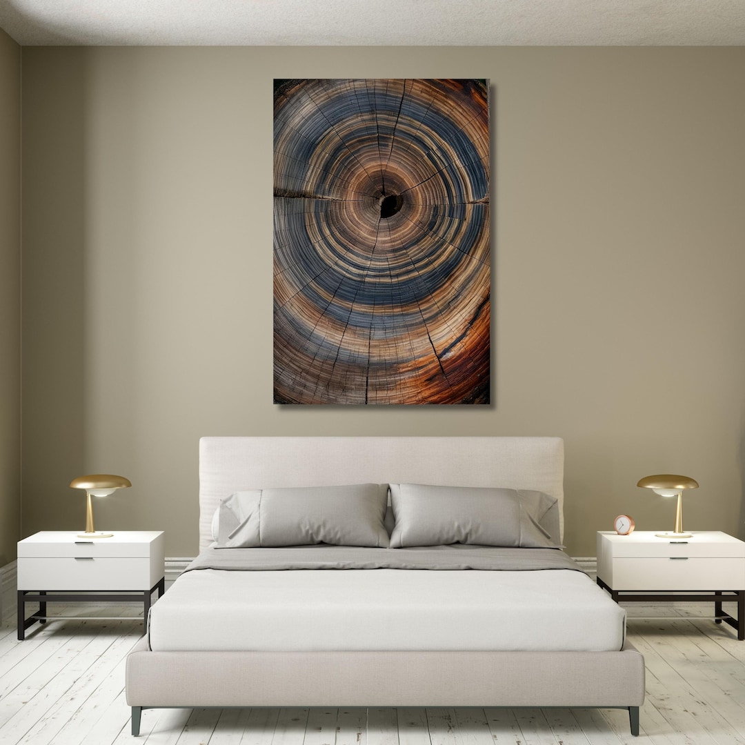 Colorful Tree Ring Canvas,wood Texture Wall Decor,wood Crack Abstract ...
