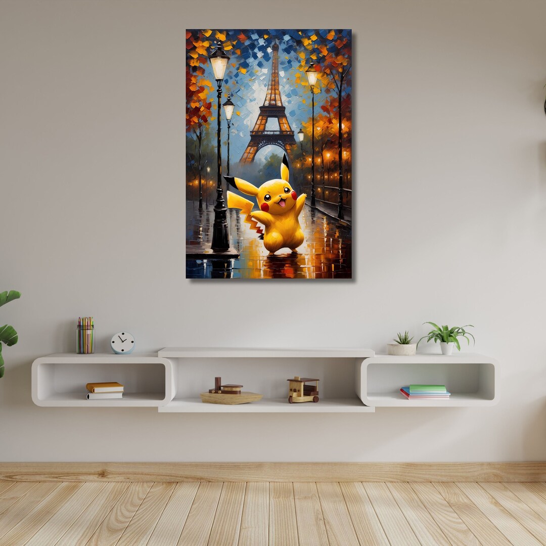 Pikachu Van Gogh Canvas Home Wall Art Pikachu Van Gogh Print ...