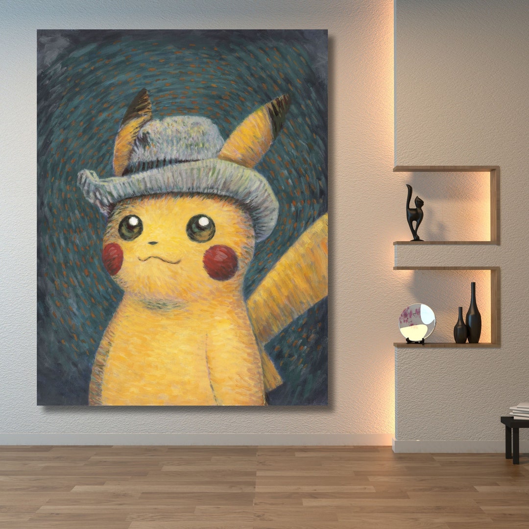 Pikachu Van Gogh Canvas Home Wall Art Pikachu Van Gogh Print ...