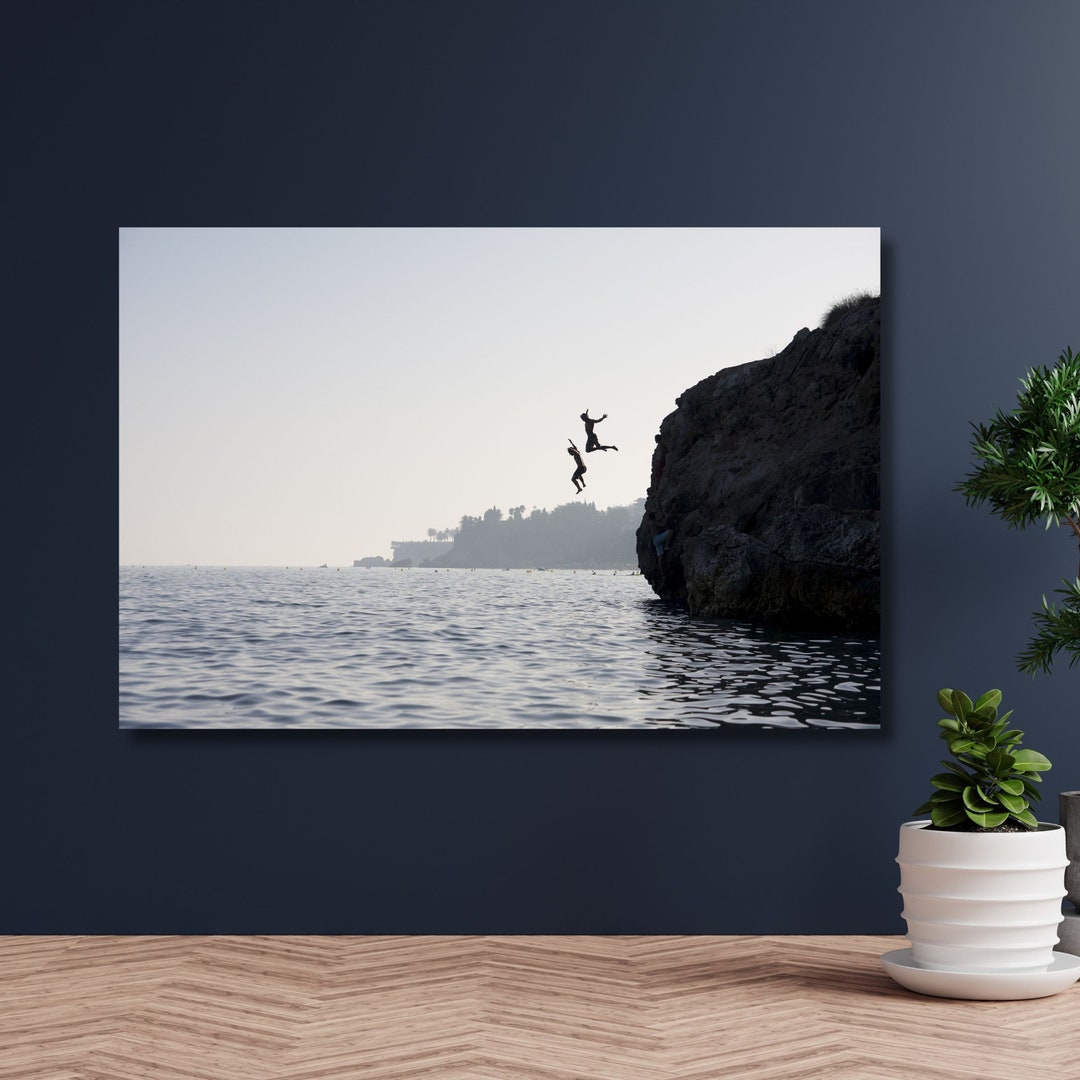 Cliff Diving Adventure Canvas Print,cliff Diving Poster,minimalist ...