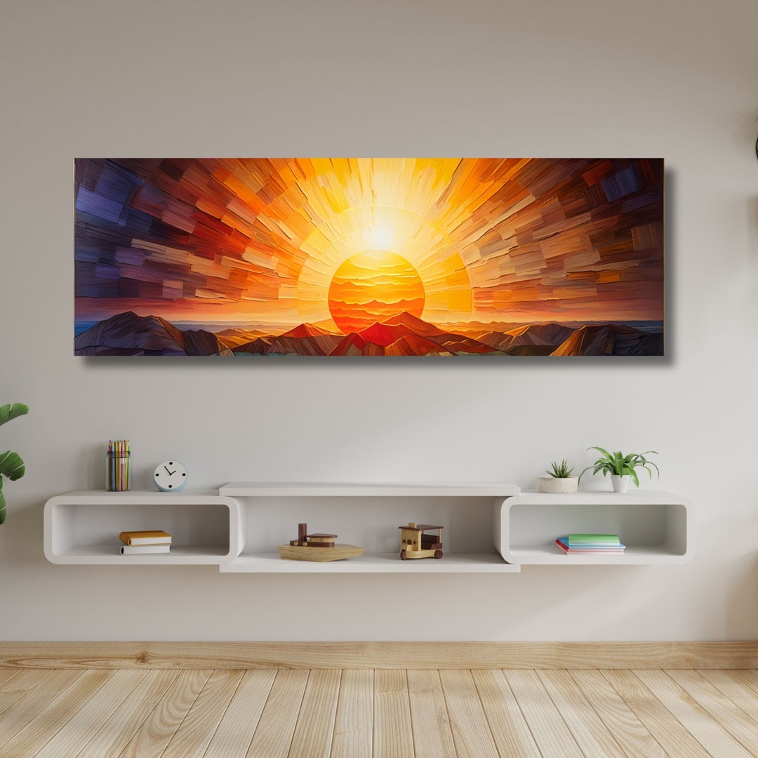 Panoramic Sunrise Canvas Wall Art,setting Sun,bedroom Decor,home Decor ...