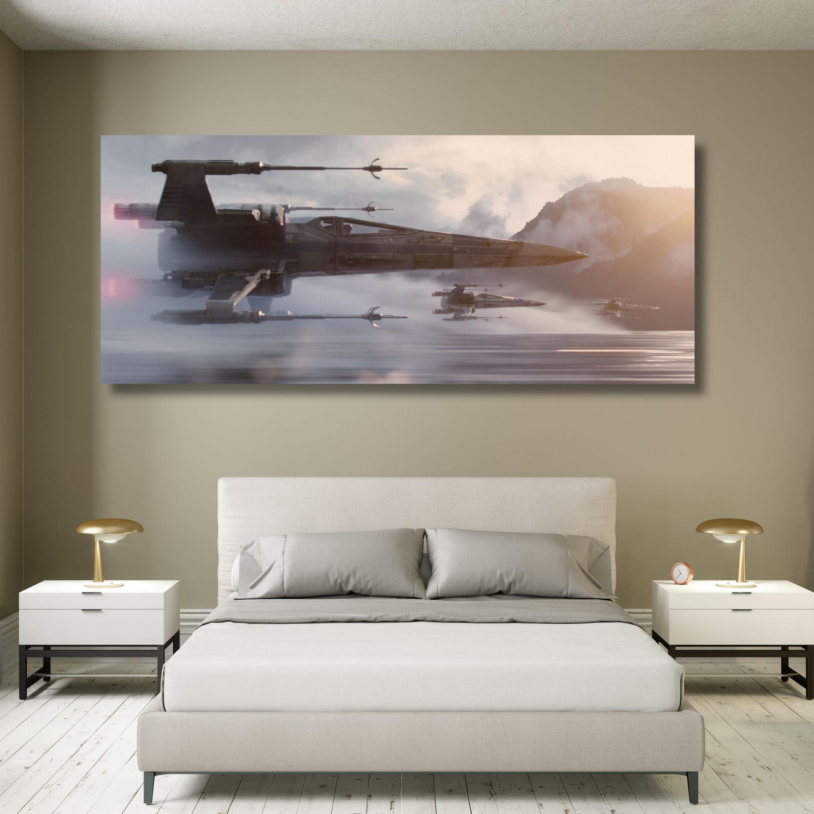 Starwars X Wing Over Water Canvas,starwars Poster,game Room Decor,luke ...