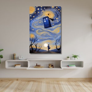 Tardis the Starry Night,doctor Who Canvas Wall Art,tardis Canvas,tardis ...