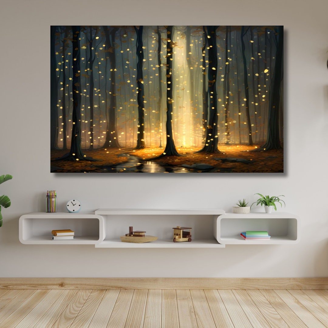Firefly Wall Art,firefly Forest Canvas Art,mystical Forest Decor ...