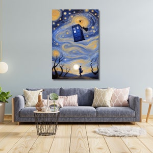 Tardis the Starry Night,doctor Who Canvas Wall Art,tardis Canvas,tardis ...