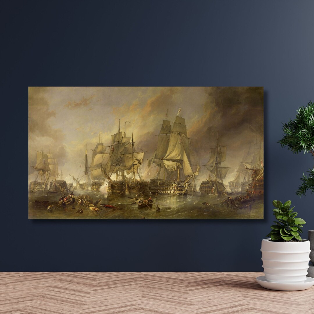 The Battle of Trafalgar Paint by William Clarkson Stanfield,living Room ...