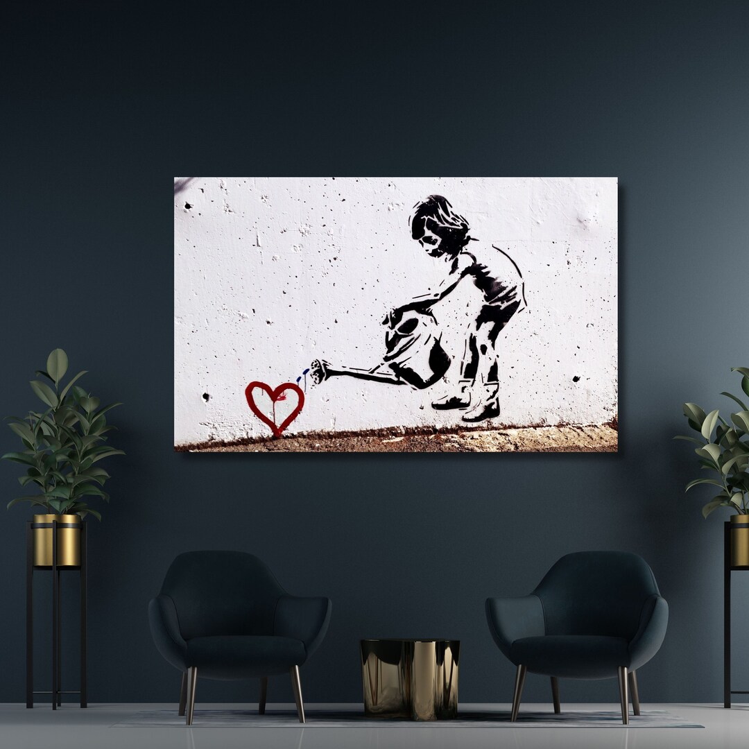 Banksy Heart Watering,bansky Girl Heart Watering Graffiti,love Graffiti ...
