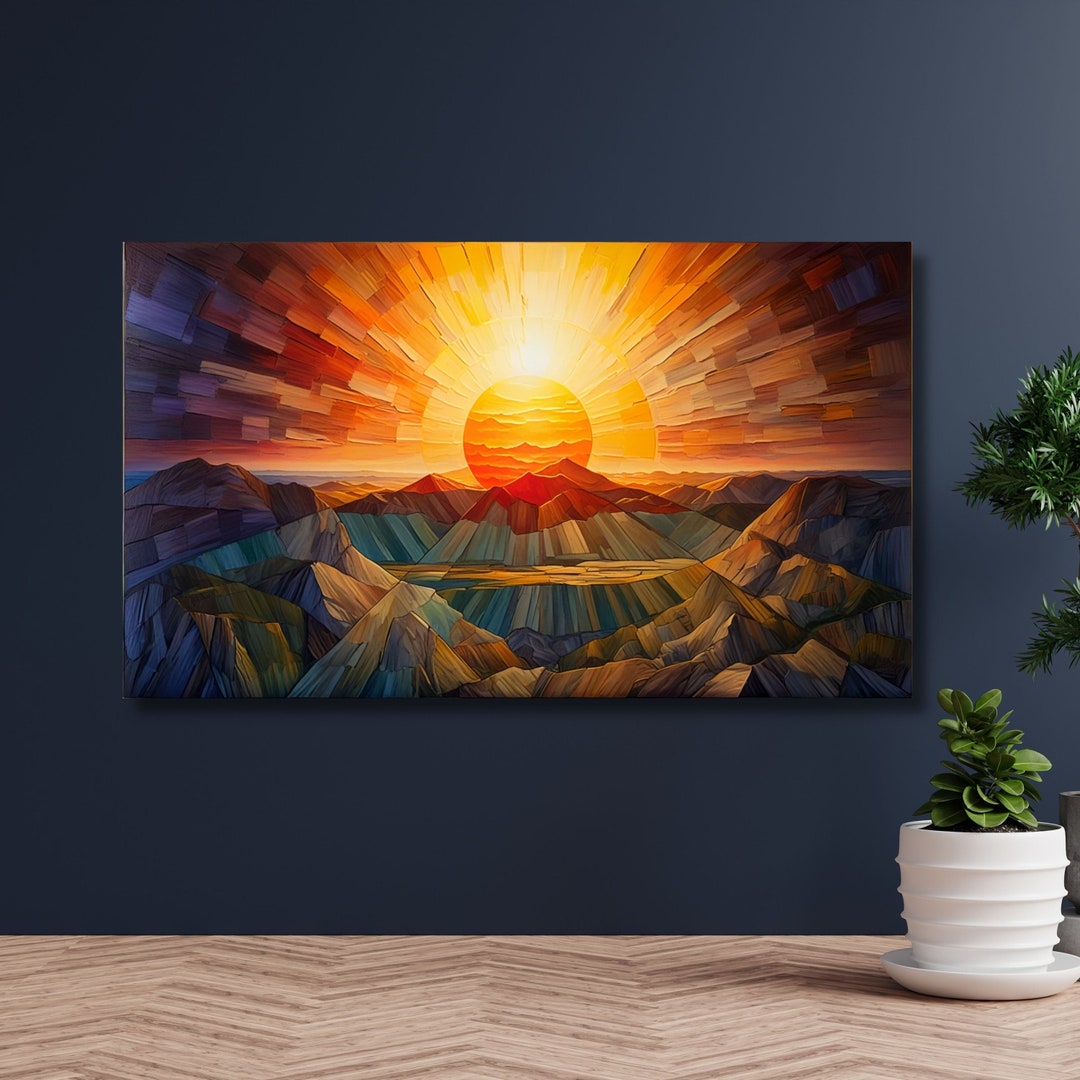 Panoramic Sunrise Canvas Art,wooden Long Sunshine,rising Sun,home Decor ...