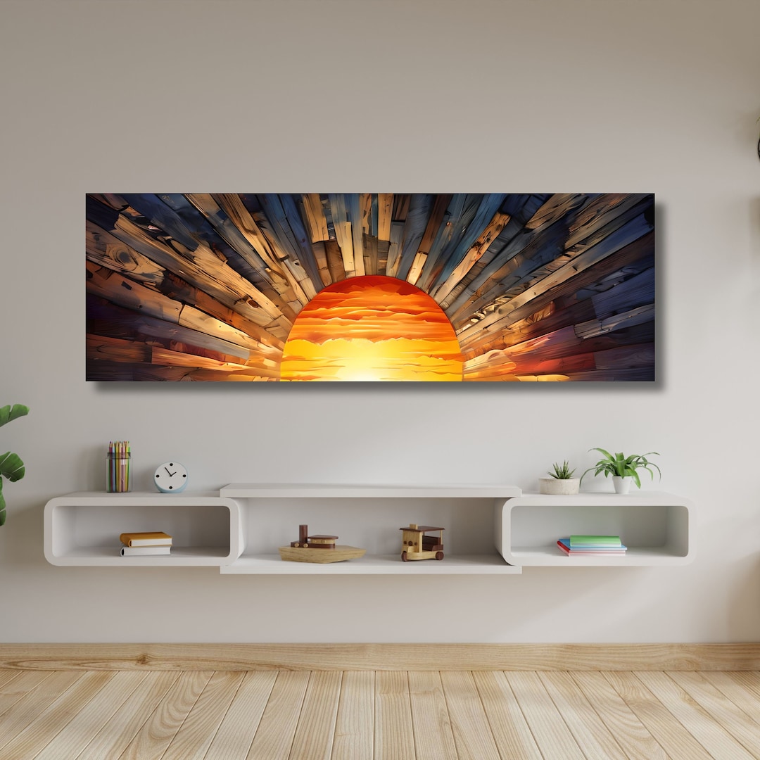 Panoramic Sunrise Canvas Wall Art,bedroom Decor,home Decor,wooden Long ...