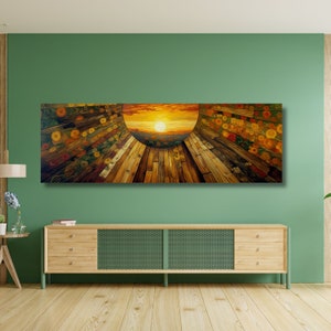 Panoramic Sunrise Canvas Wall Art,sunshine Art,sun and Wood,setting Sun ...