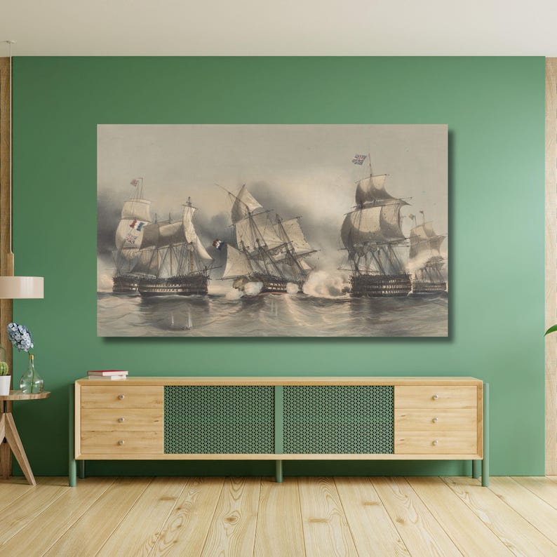 The Battle of Trafalgar Canvas,sea Battle,living Room Decor,naval ...