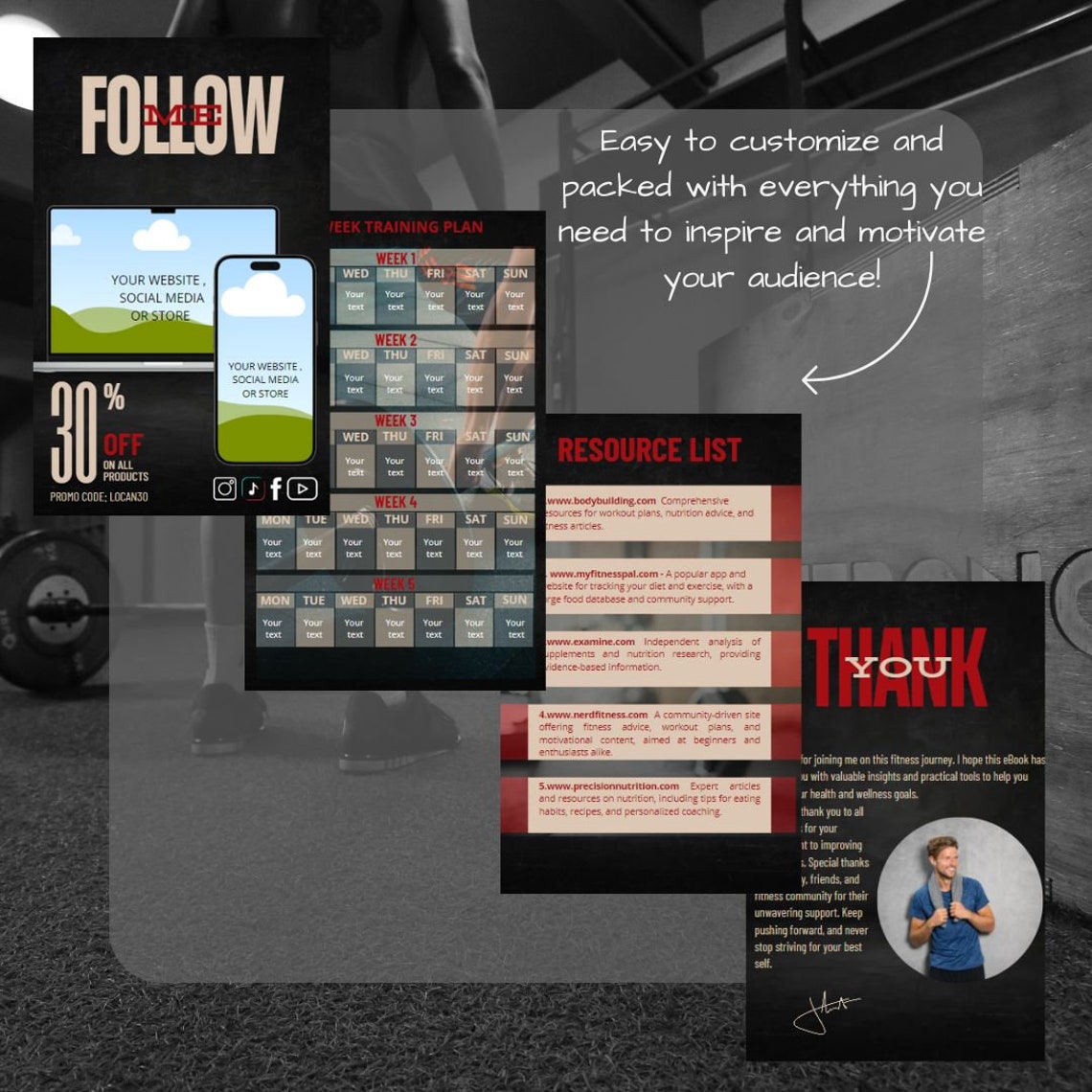 GYM & FITNESS Ebook Editable Workout Guide, for Personal Trainers and ...