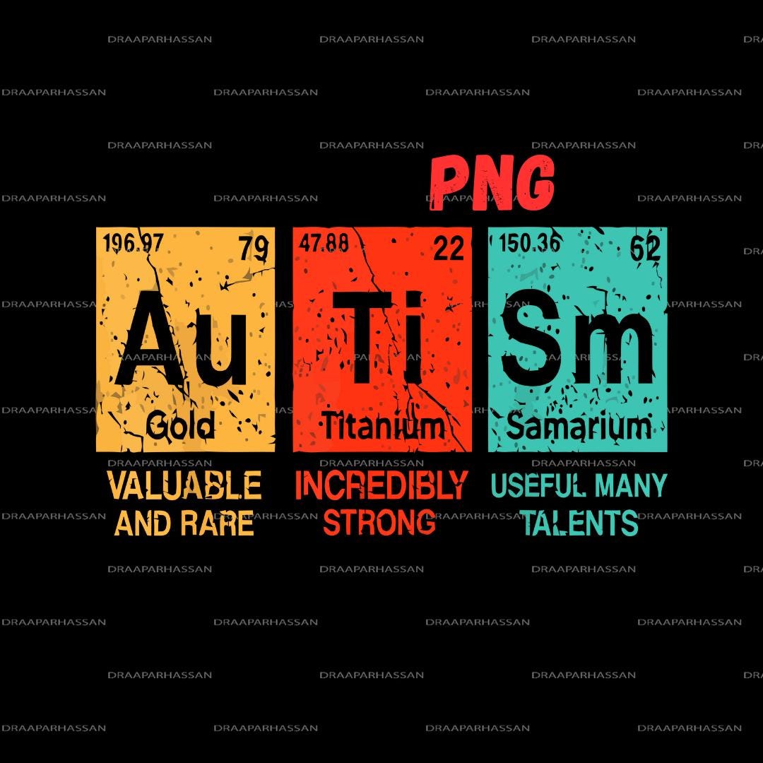 Autism Periodic Table Png, Autism Awareness Png, Autism Support Gift ...