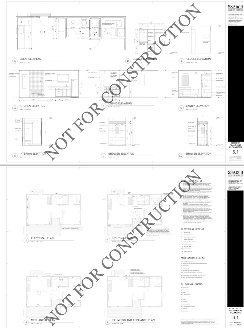 One Bedroom ADU Construction Ready Floor Plans - Etsy