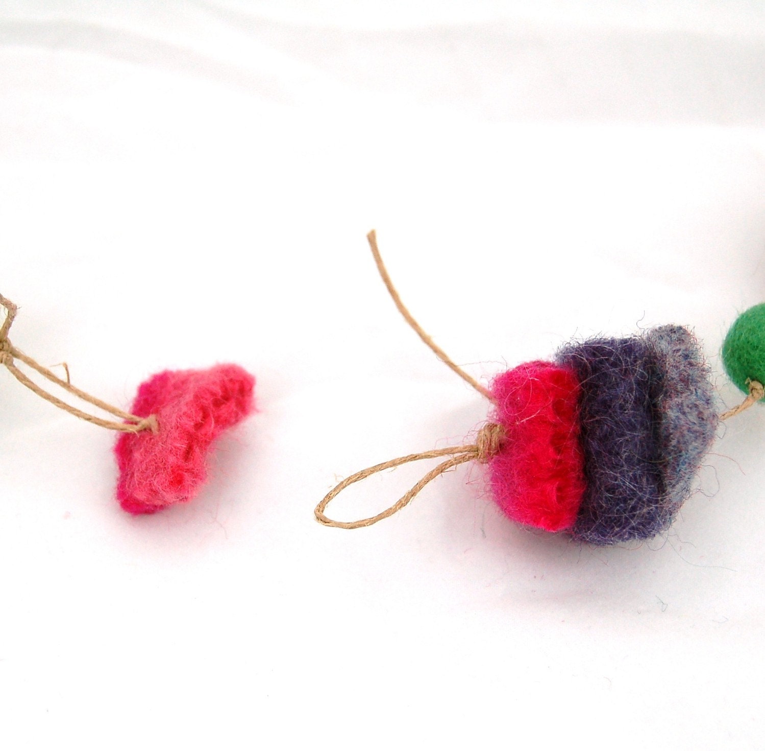 Felted Wool Garland Festive Squares Beads Recycled Upcycled - Etsy