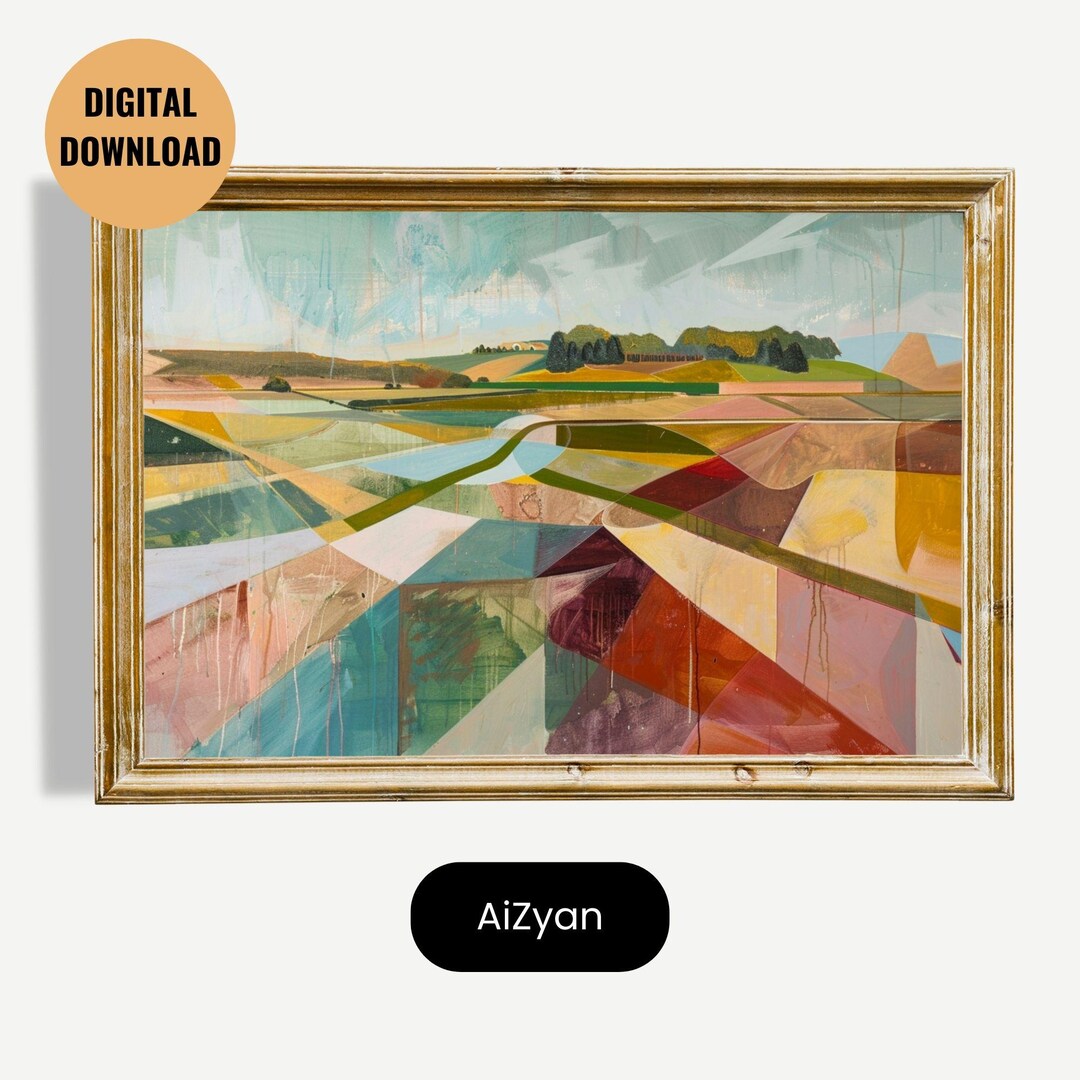 Dynamic Printable Wall Art, Landscape Painting of Intersecting Lines ...