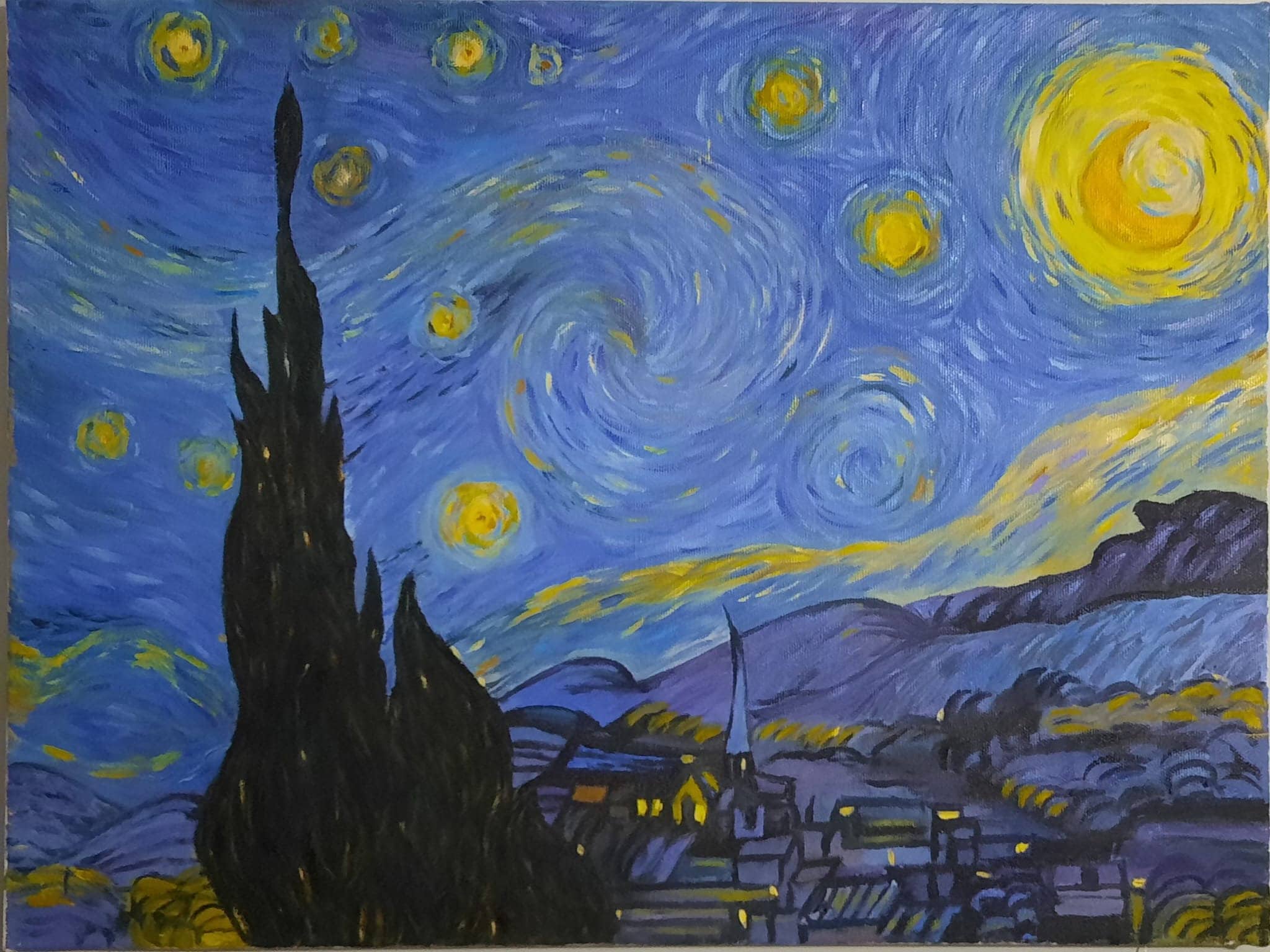 The Starry Night-vincent Van Gogh Hand-painted Oil Painting ...