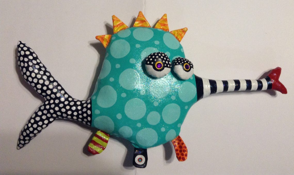 Long Nose Kissy Fish Soft Sculpture | Etsy