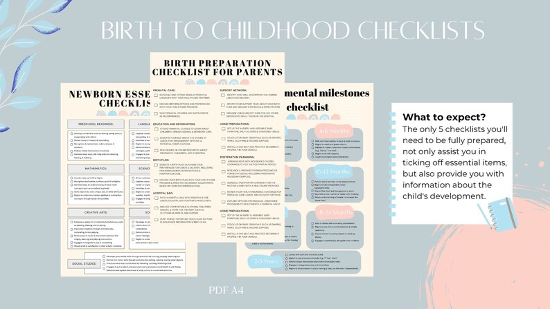 Printable Checklists: Baby Prep, Birth Prep, Newborn Essentials, Home ...